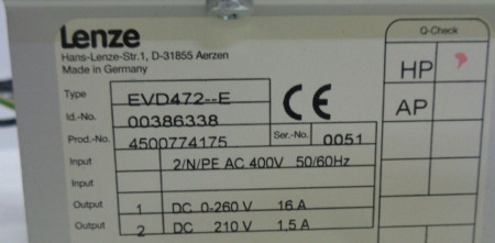 Lenze EVD472-E DC motor drive, 16A