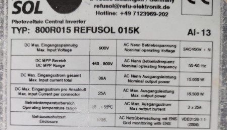 Solar Inverter ongrid REFUsol 15kW