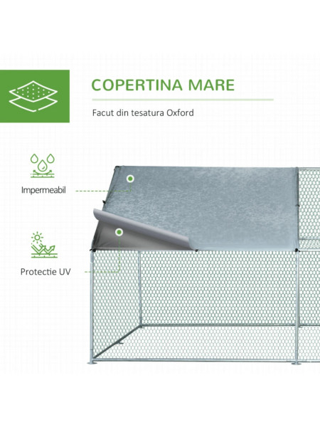 Cotet de gaini, pasari, pentru exterior 4 x 3 x 2 metri, otel galvanizat