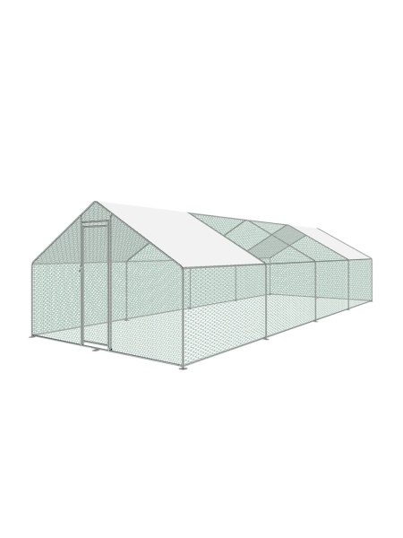 Cotet de gaini, pasari, pentru exterior 8 x 3 x 2 metri, otel galvanizat