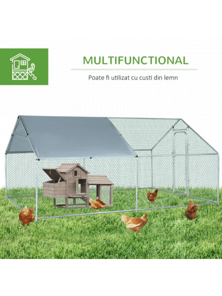 Cotet de gaini, pasari, pentru exterior 4 x 3 x 2 metri, otel galvanizat
