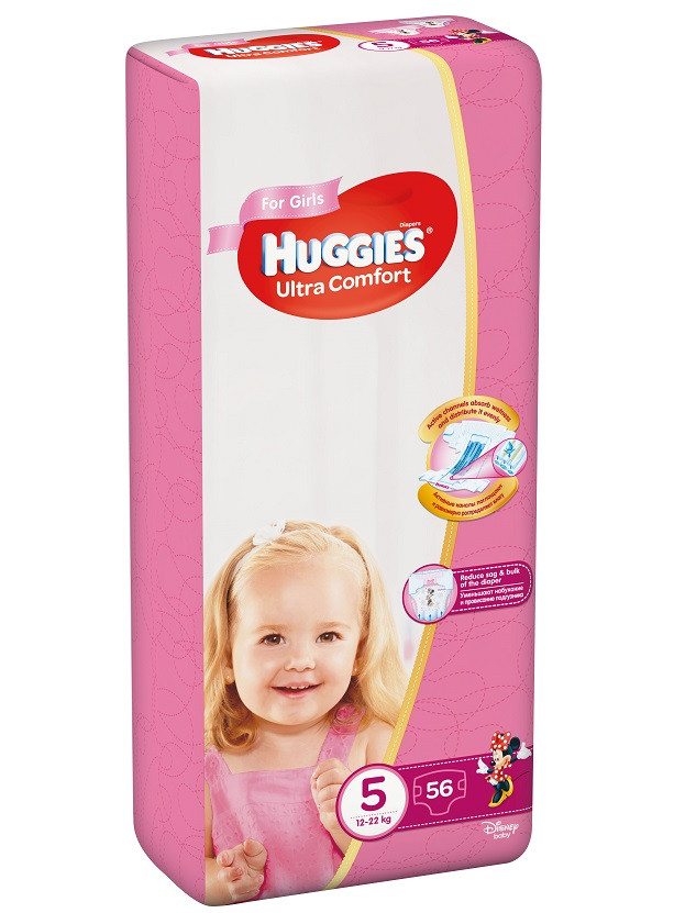 Scutece Huggies Ultra Confort Mega Pack 5, Fete, 12-22 kg, 56 buc