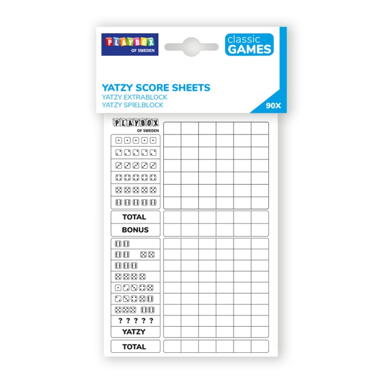 Playbox Yatzy score sheets