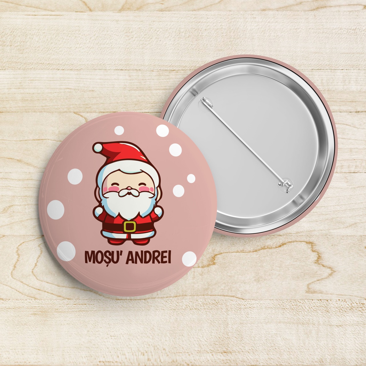 Insignă personalizată cu nume „Santa” – Accesoriu festiv pentru ...