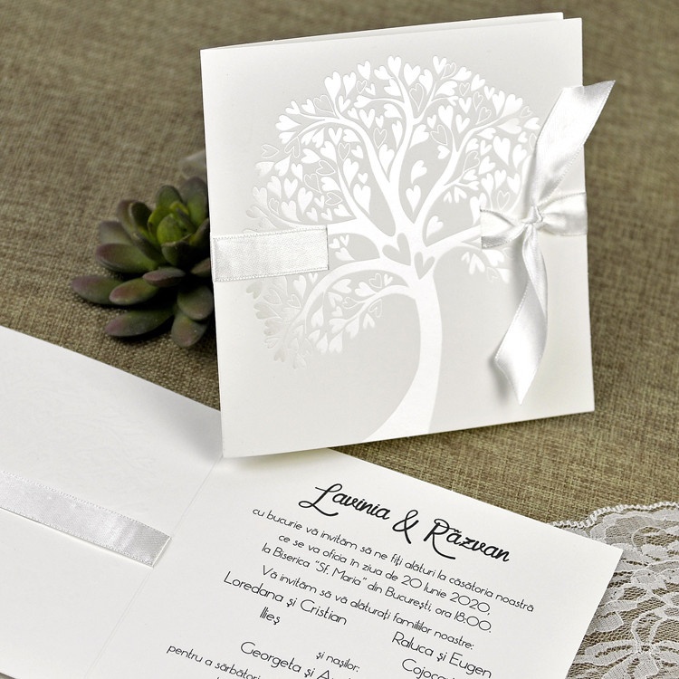Invitație de nuntă textură copac 39642 – Design natural și elegant cu ...