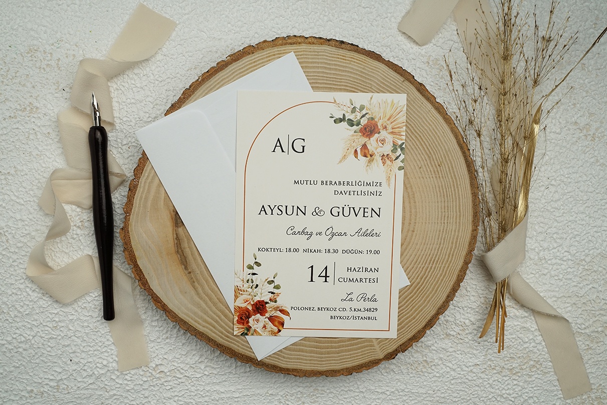Invitatie de nunta, cu plic alb, 115x170mm – 9338 | Creativ.ro