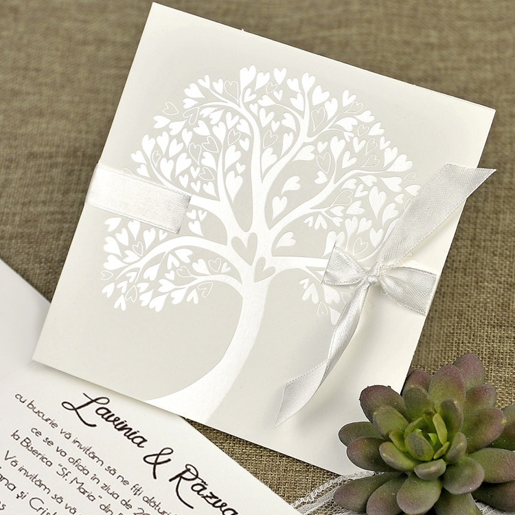 Invitație de nuntă textură copac 39642 – Design natural și elegant cu ...