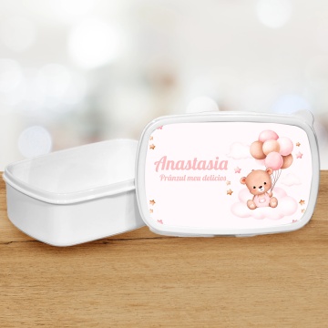 Lunch box personalizat cu ursulet si nume de fata | creativ.ro