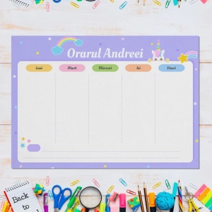 Orar personalizat unicorn – Design magic și colorat pentru o organizare ...
