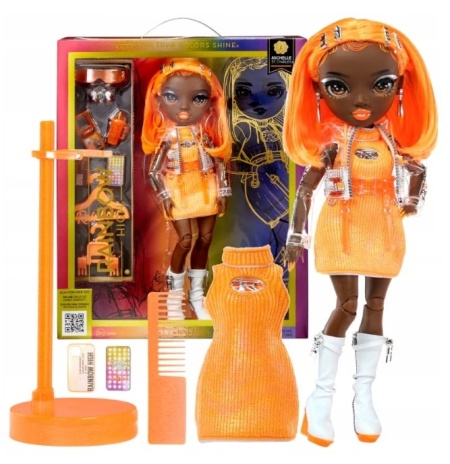 Papusa Rainbow High S23, Michelle St. Charles, orange, cu haine si ...