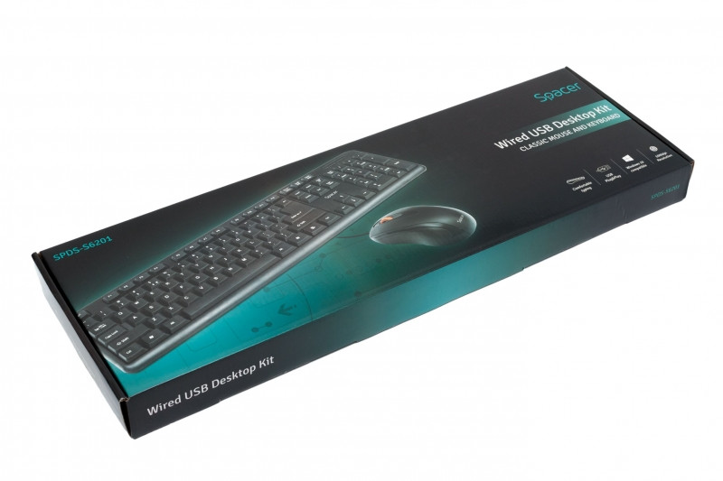 Wired kit spacer usb qwerty keyboard + optical mouse combo "spds-s6201 ...