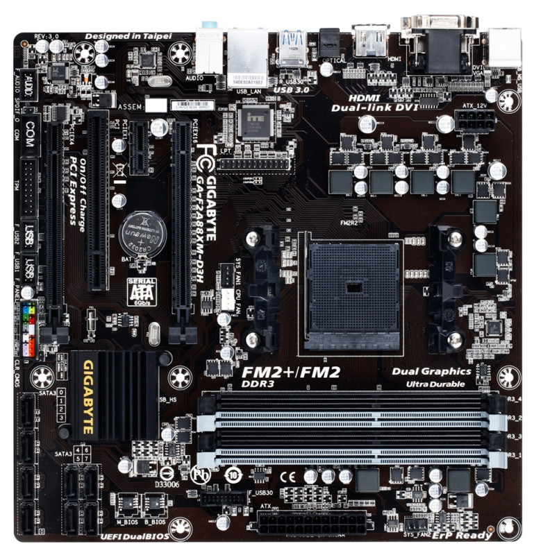 Placa de baza gigabyte f2a88xm-d3h, socket fm2+, suporta amd dual ...