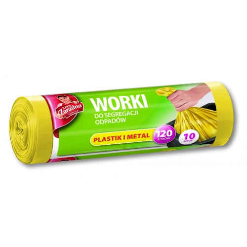 Saci menaj segregare deseuri plastic si metal LDPE 120L/10buc. Galben