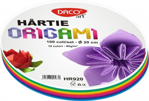 Hartie origami rotunda 20cm 100/set Daco HR920