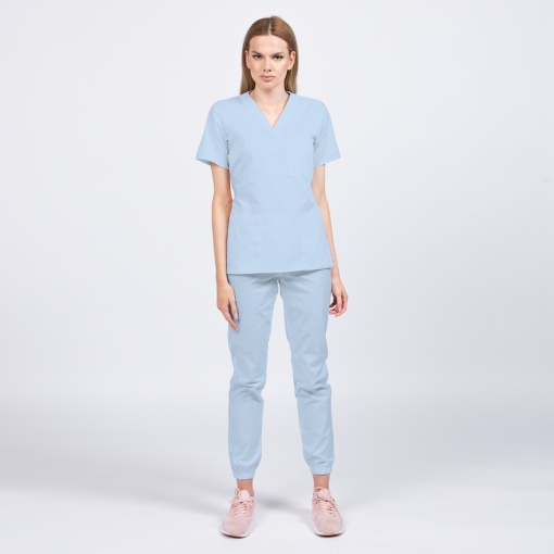 Uniforma medicala cu pantaloni jogger pentru femei KULT -Azur pal