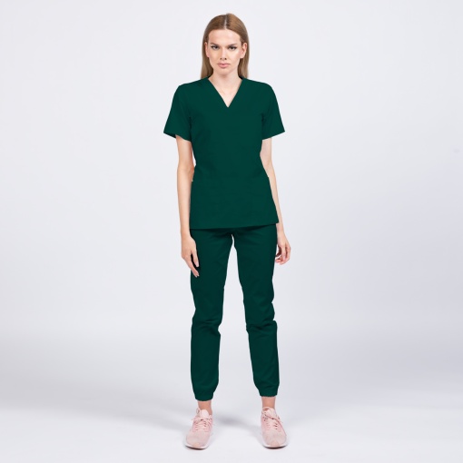 Uniforma medicala cu pantaloni jogger pentru femei KULT -Verde jad