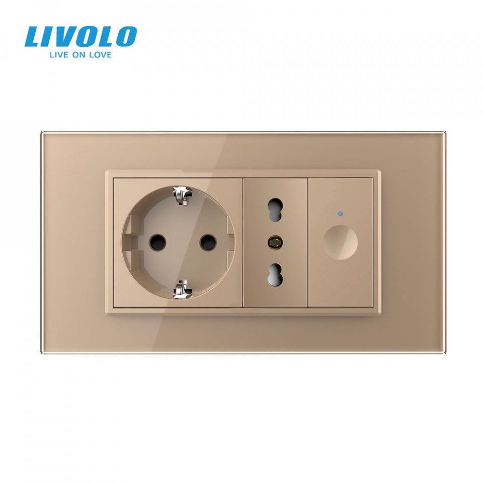 Priza combinata de 4 module cu intrerupator cap-scara/cap-cruce seria C9