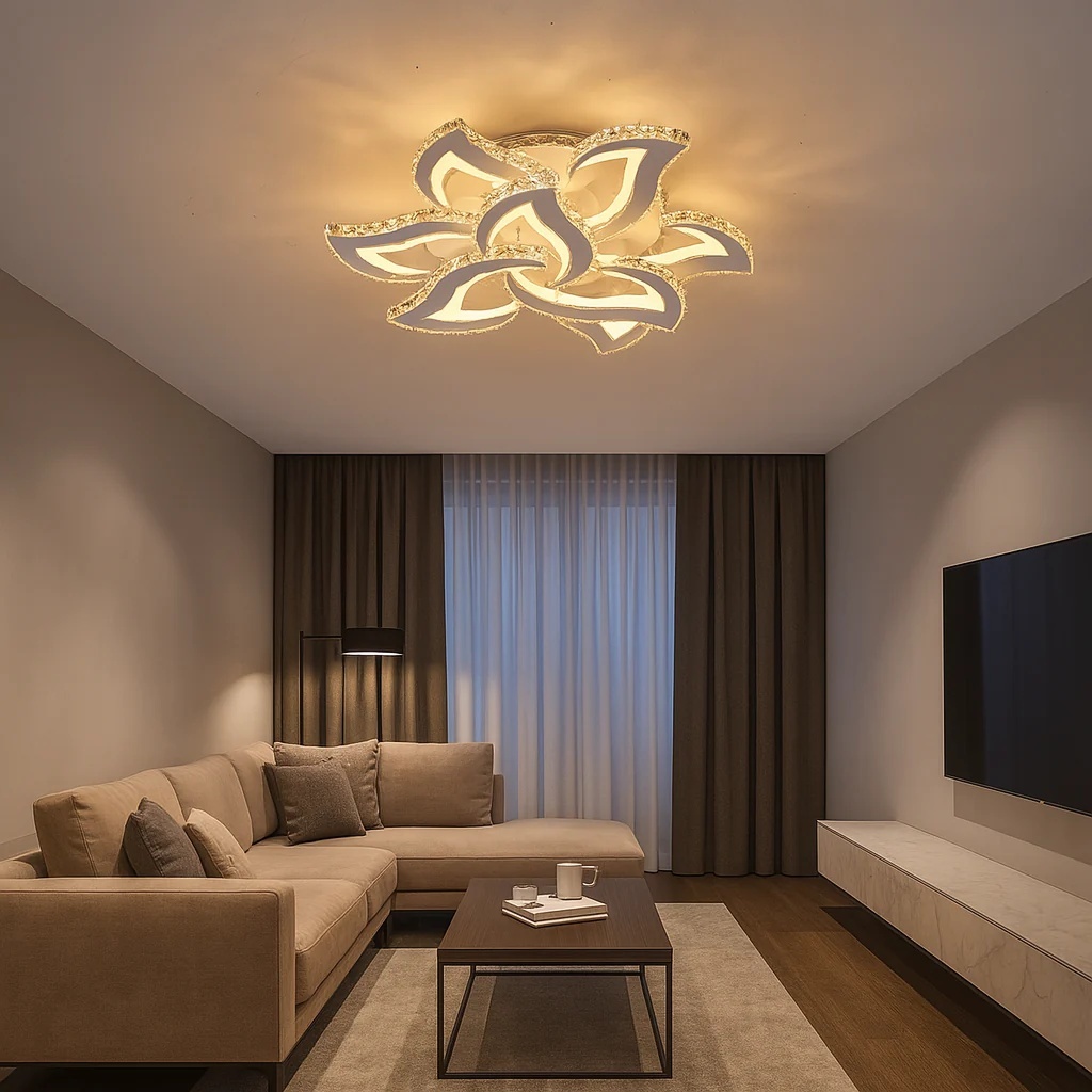 Lustra LED cu Telecomanda 216W + RGB Design cu 6 Petale - "Derivo"