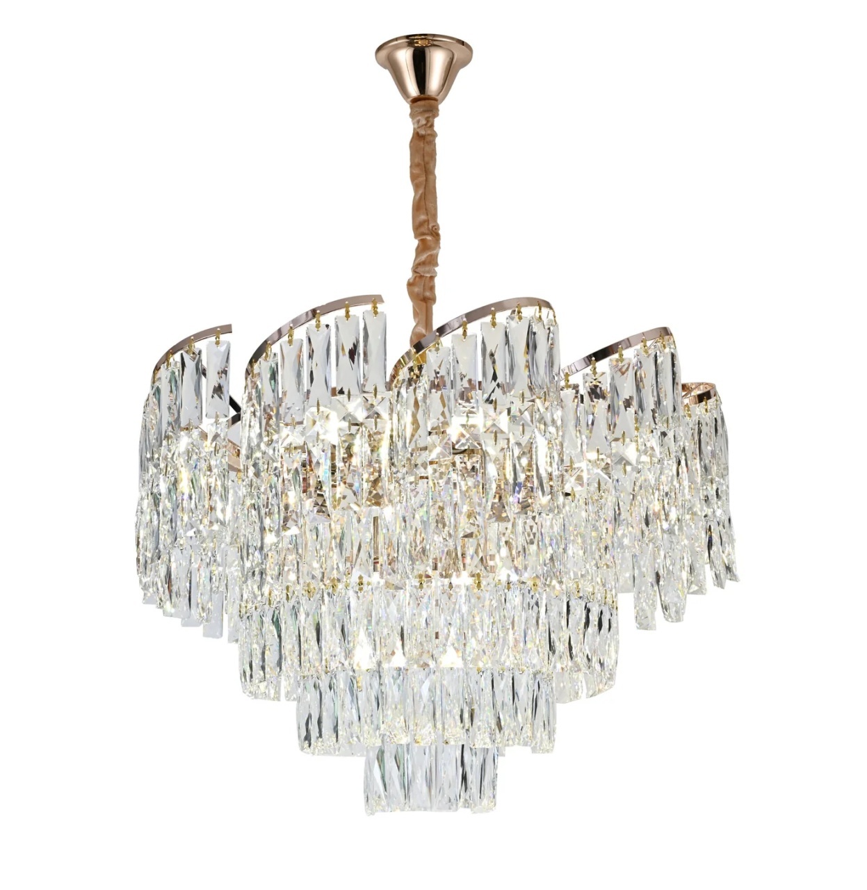 Candelabru cu Cristale Design Stratificat Tip Cascadă - "Meridianis"
