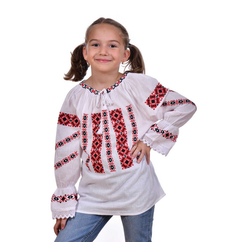 Compleu national fetita, fusta si ie, broderie florala colorata, 1 - 16 ...