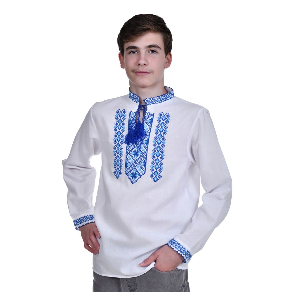 Ie nationala baieti, alba, broderie motive traditionale romanesti ...