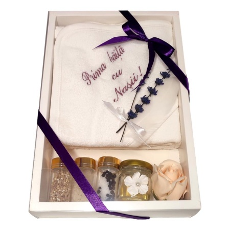 Set prima baita cu nasii, set baita dupa botez, mov, Denikos NK87