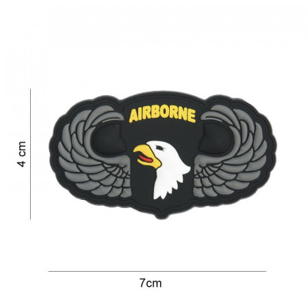 PATCH 3D PVC 101st AIRBORNE SILVER WINGS