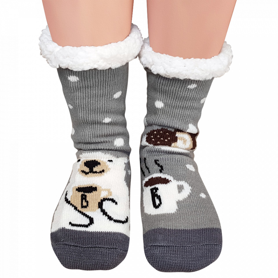Ciorapi Imblaniti si Caldurosi Lady-Line Model 'Coffe Break' Gray