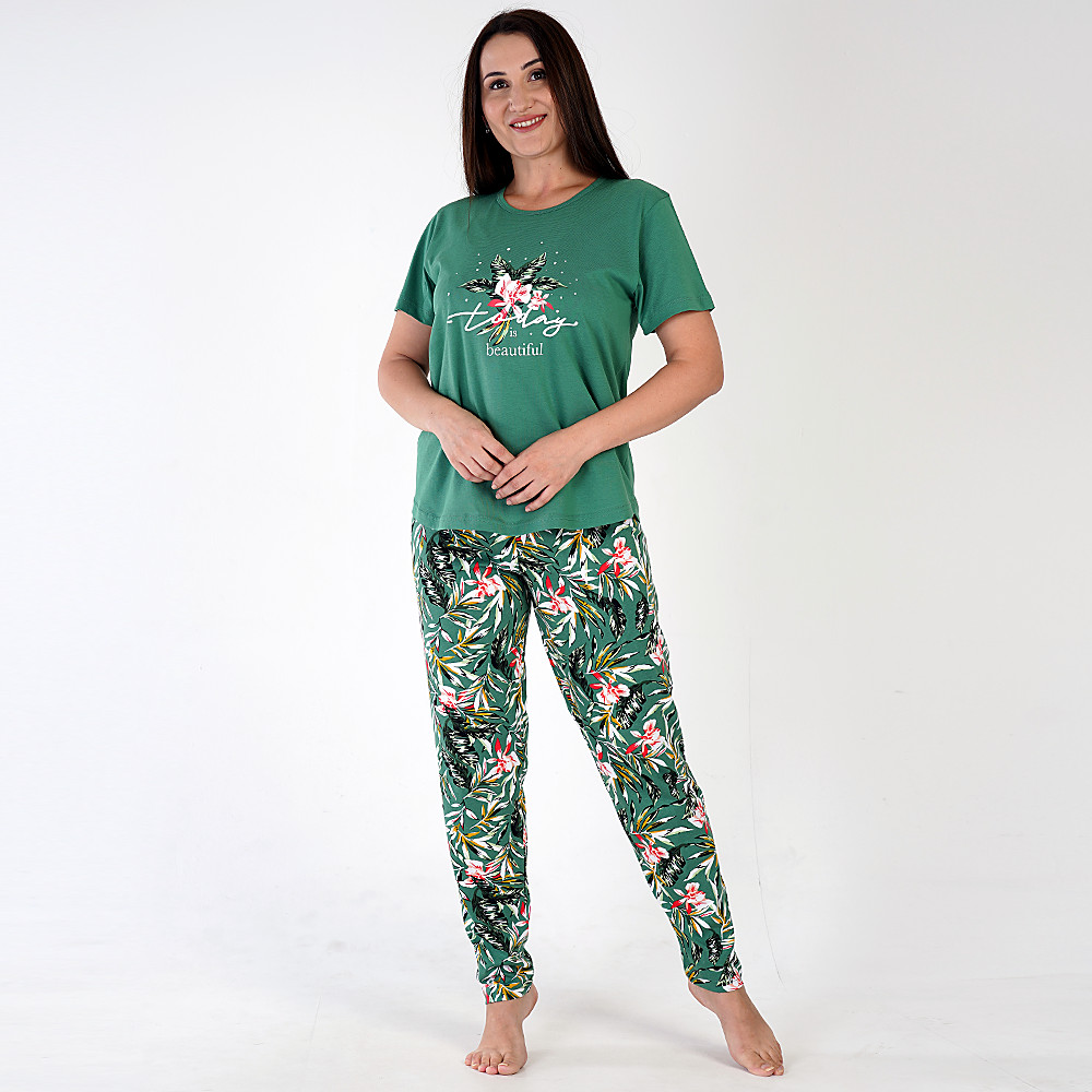 Pijamale din Bumbac 100% Marimi Mari Vienetta, Model 'Today is Beautiful'