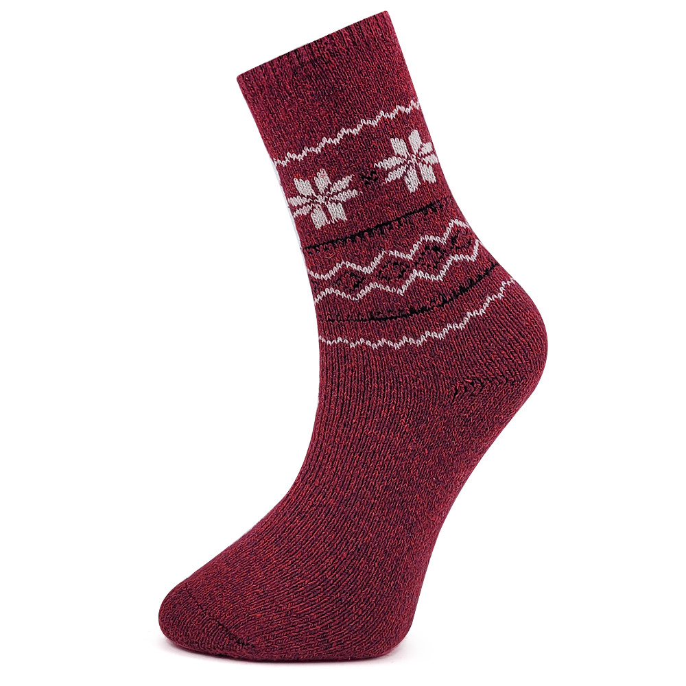 Șosete din Lână de Alpaka Set 3 Perechi Model 'Winter Fantasy' Gray Red