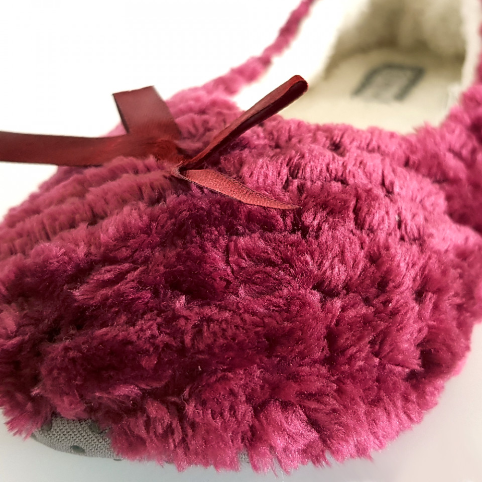 Papuci de Casa Tip Balerini, 'Red Wine', Balerini Imblaniti Interior