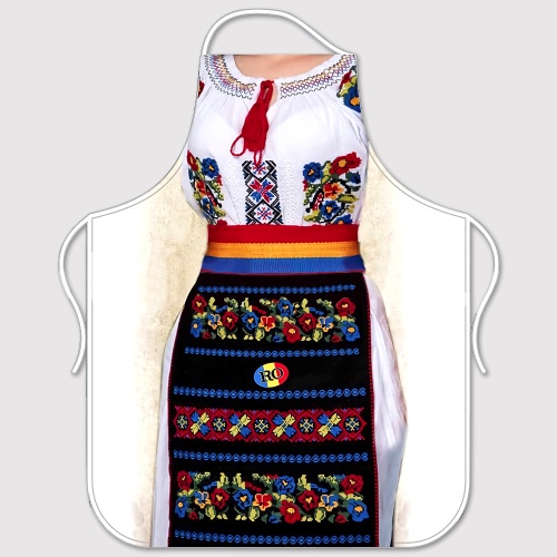 Șorț de Bucătărie Model 'Port Popular Românesc' Cadou Tradițional ...