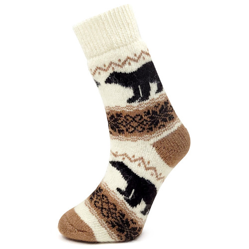 Sosete Groase din Lana Naturală de Oaie 100%, Model 'Polar Times'