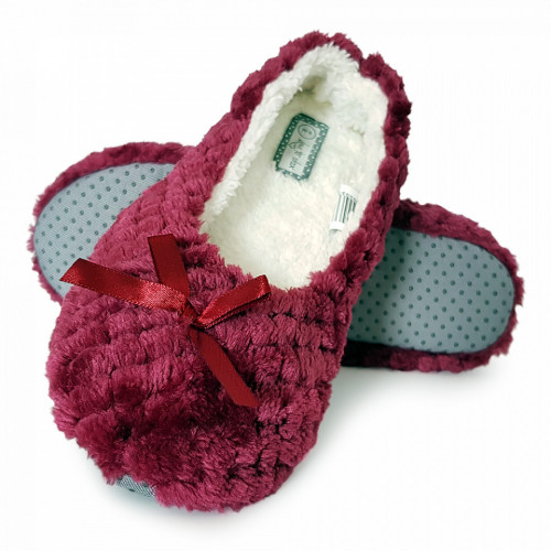 Papuci de Casa Tip Balerini, 'Red Wine', Balerini Imblaniti Interior