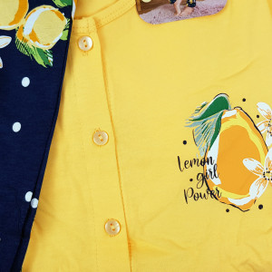 Pijamale Dama cu Nasturi din Bumbac Vienetta Model 'Lemon Girl Power ...