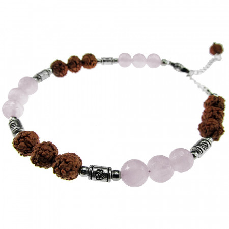 Bratara Rudraksha cu cuart roz fatetat natural