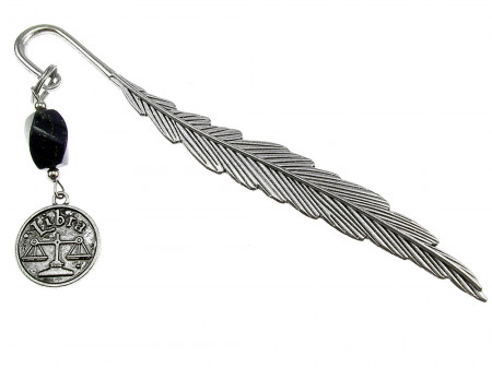 Semn de carte metalic pana zodia Balanta