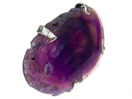 Inel reglabil statement masiv cu agata mov naturala A