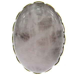 Inel aliaj reglabil masiv cu cuart roz 25x18 MM