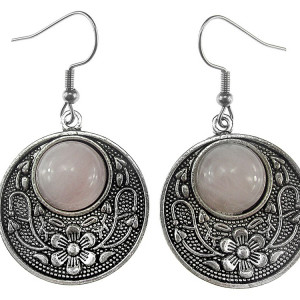 Cercei candelabru floral cu cuart roz