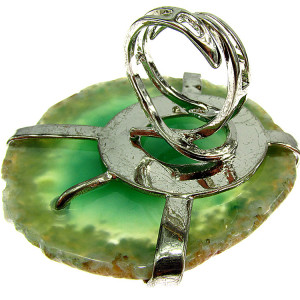 Inel reglabil statement masiv cu agat verde natural 4A