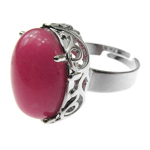 Inel retro reglabil cu jad roz natural