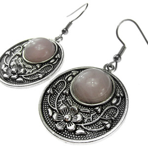 Cercei candelabru floral cu cuart roz