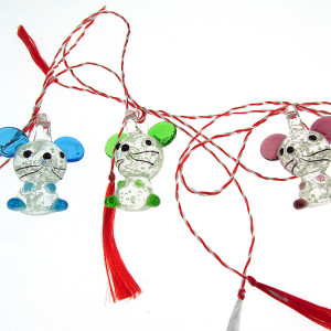 Set 3 martisoare soricei sticla de Murano Mix