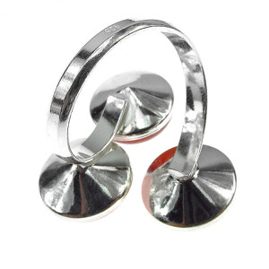 Inel argint reglabil Statement - cuart roz, carneol, opalit