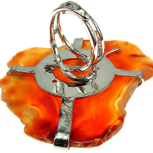 Inel reglabil statement masiv cu agat caramiziu 10A