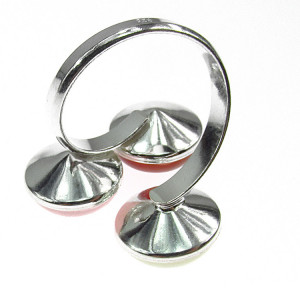 Inel argint reglabil Statement - cuart roz, carneol, opalit