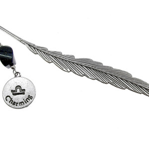 Semn de carte metalic pana zodia Balanta