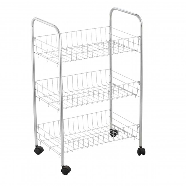 Carucior metalic cu 3 rafturi pentru bucatarie sau baie. Rafturi ...
