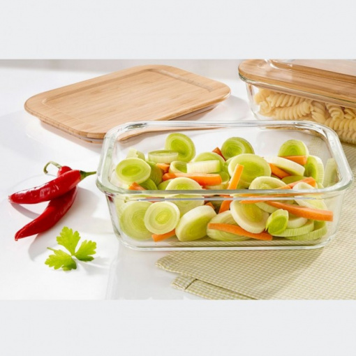 Cutie conservare fructe si legume, capac bambus, cutie alimente cu ...